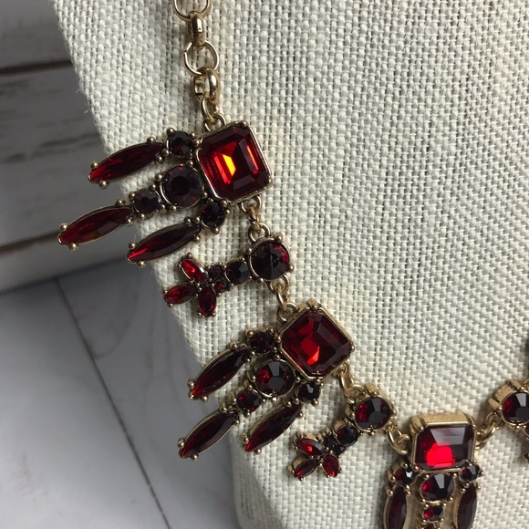 IMAN | Jewelry | Iman Red Crystal Fan Cluster Statement Necklace | Poshmark